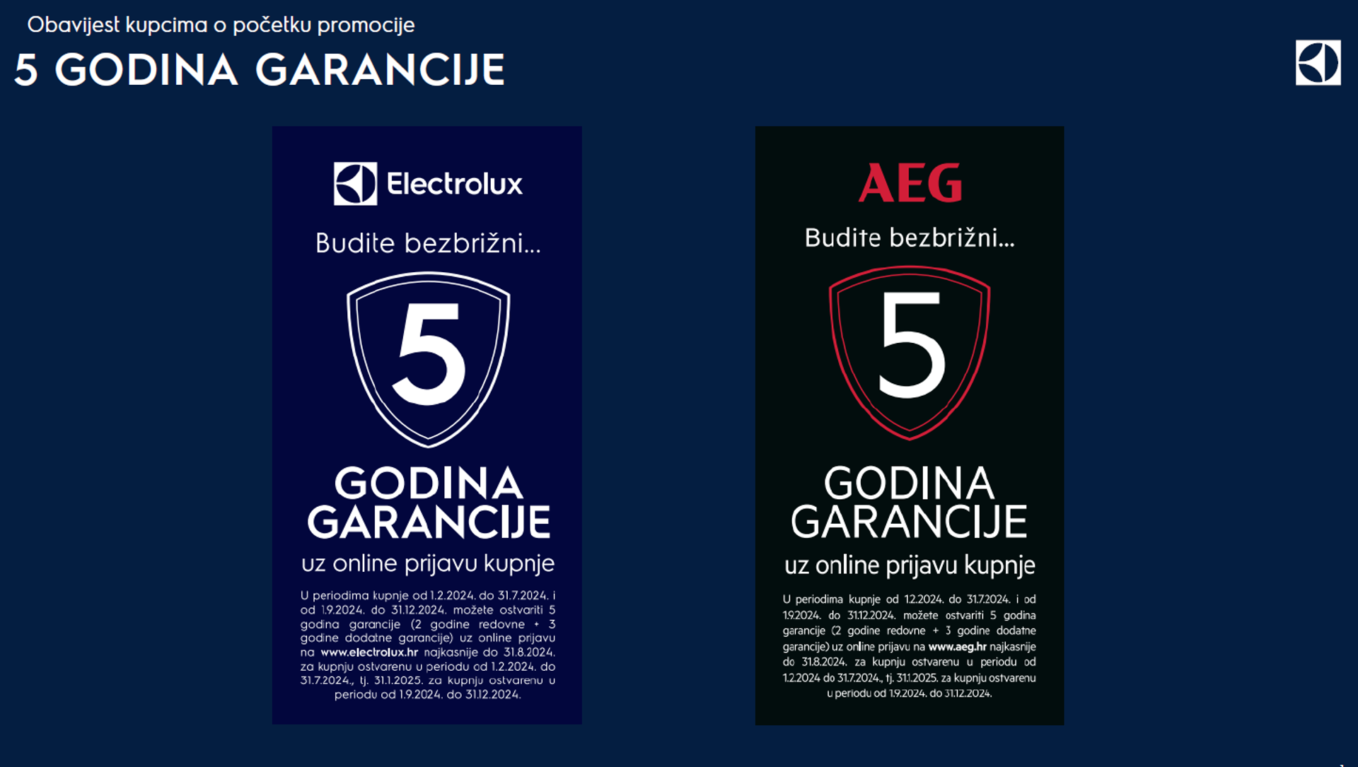 5 godina garancije na Electrolux i AEG aparate